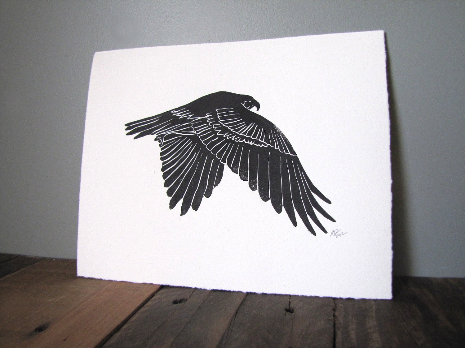 Hawk Linocut Print Falconry Bird Red Tailed Hawk - Etsy