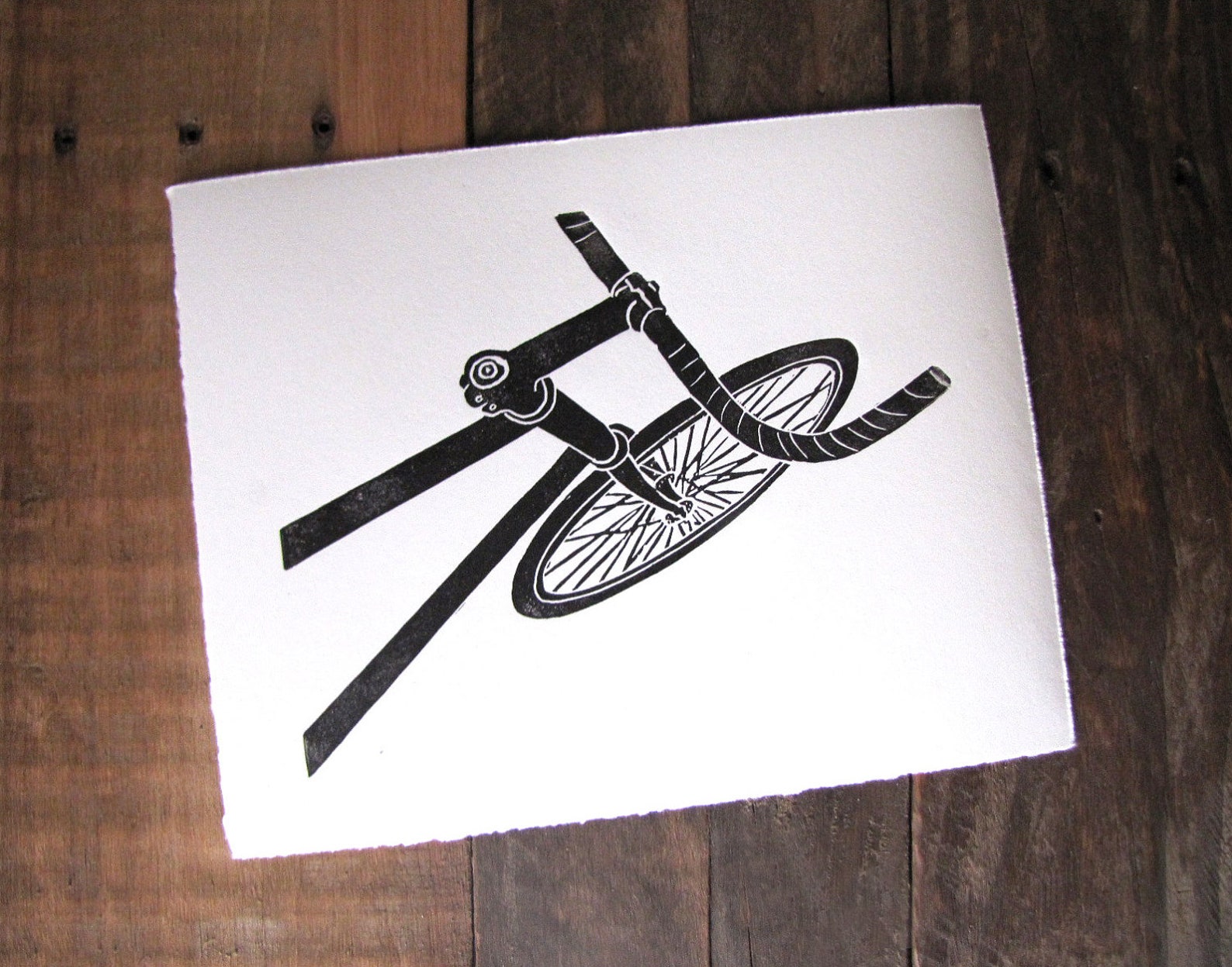 Fixie Bike Art Linocut Relief Print - Printmaking Bicycle Commuter ...