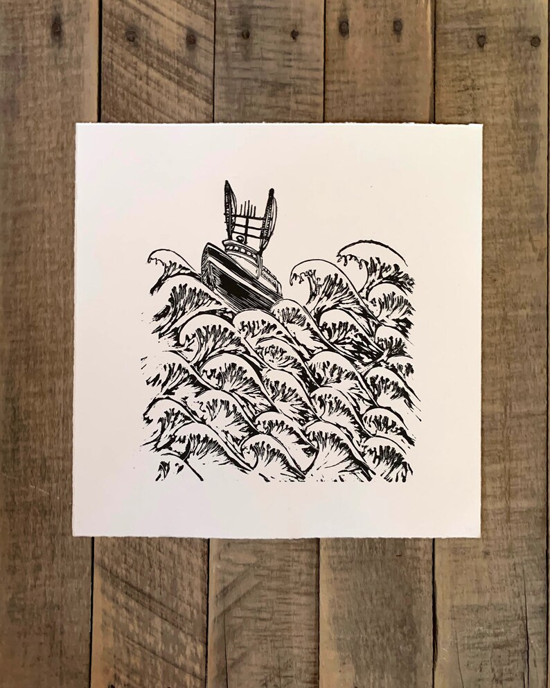 Boat at Sea Handmade Art Print - Etsy