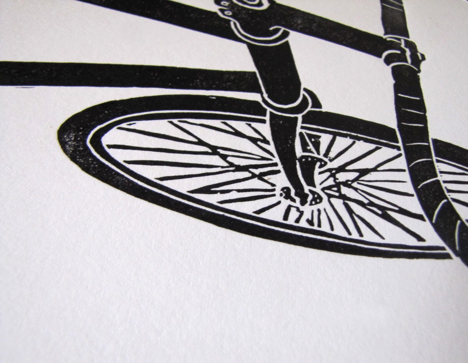 Fixie Bike Art Linocut Relief Print - Printmaking Bicycle Commuter ...
