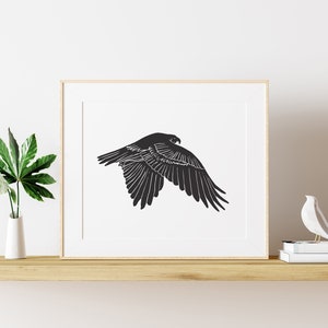 Hawk Linocut Print - Falconry Bird Red Tailed Hawk - Etsy