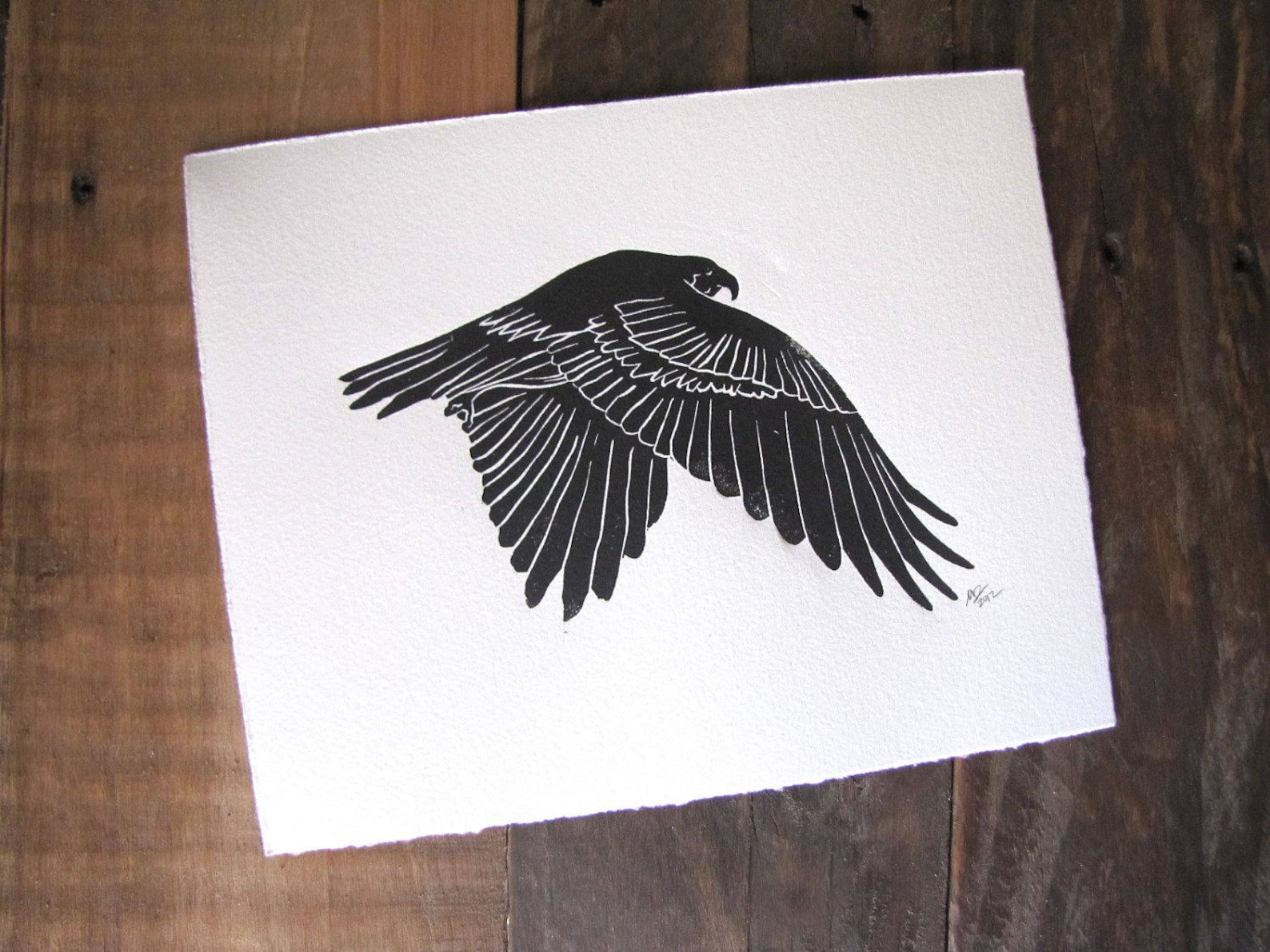 Hawk Linocut Print Falconry Bird Red Tailed Hawk - Etsy