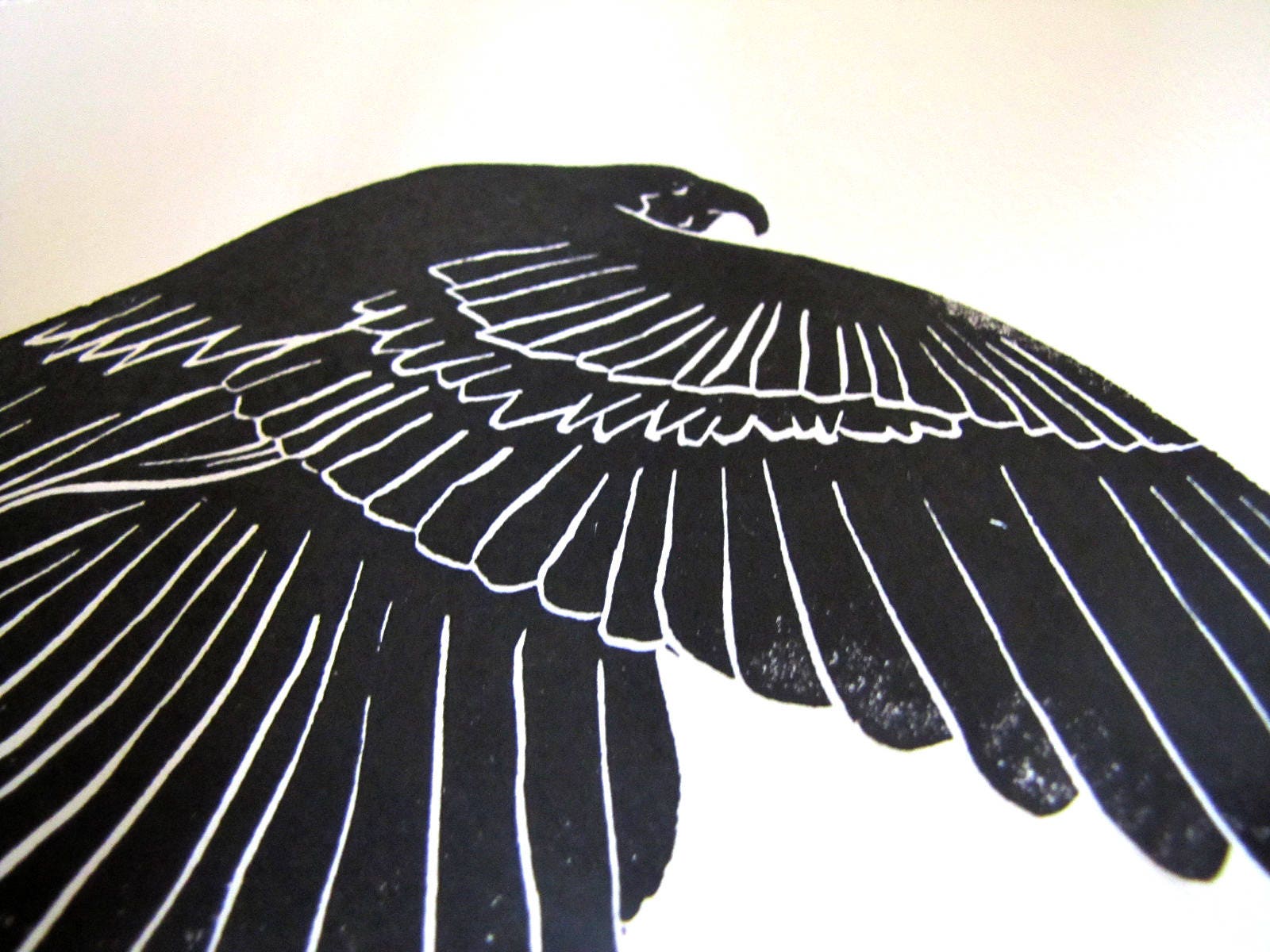 Hawk Linocut Print Falconry Bird Red Tailed Hawk - Etsy