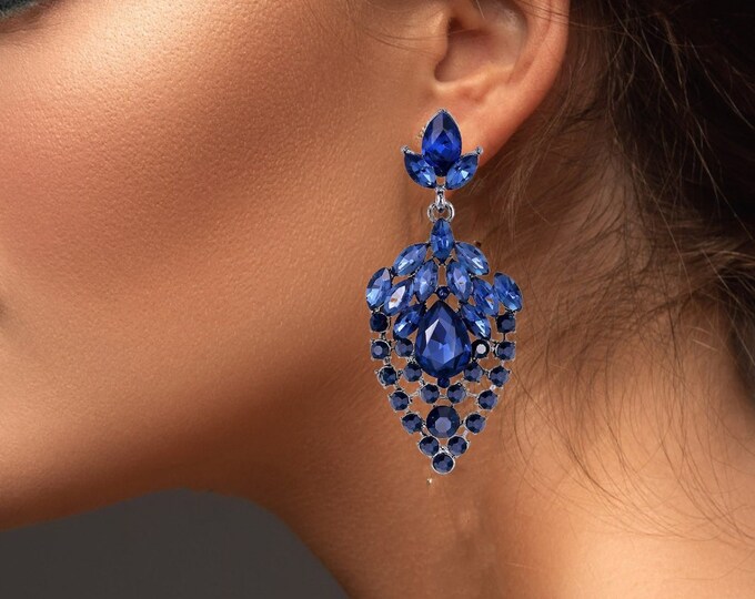 Blue Earrings Royal Blue Bridal Jewelry Drop Earrings - Etsy Blue Earrings Royal Blue Bridal Jewelry Drop Earrings - Etsy