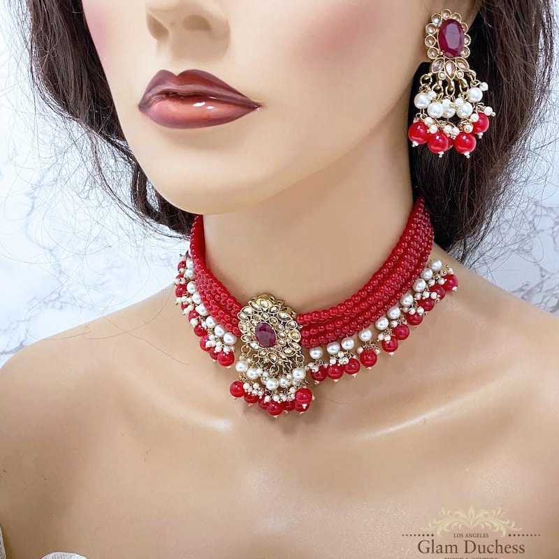 Red Jewelry Set - Etsy