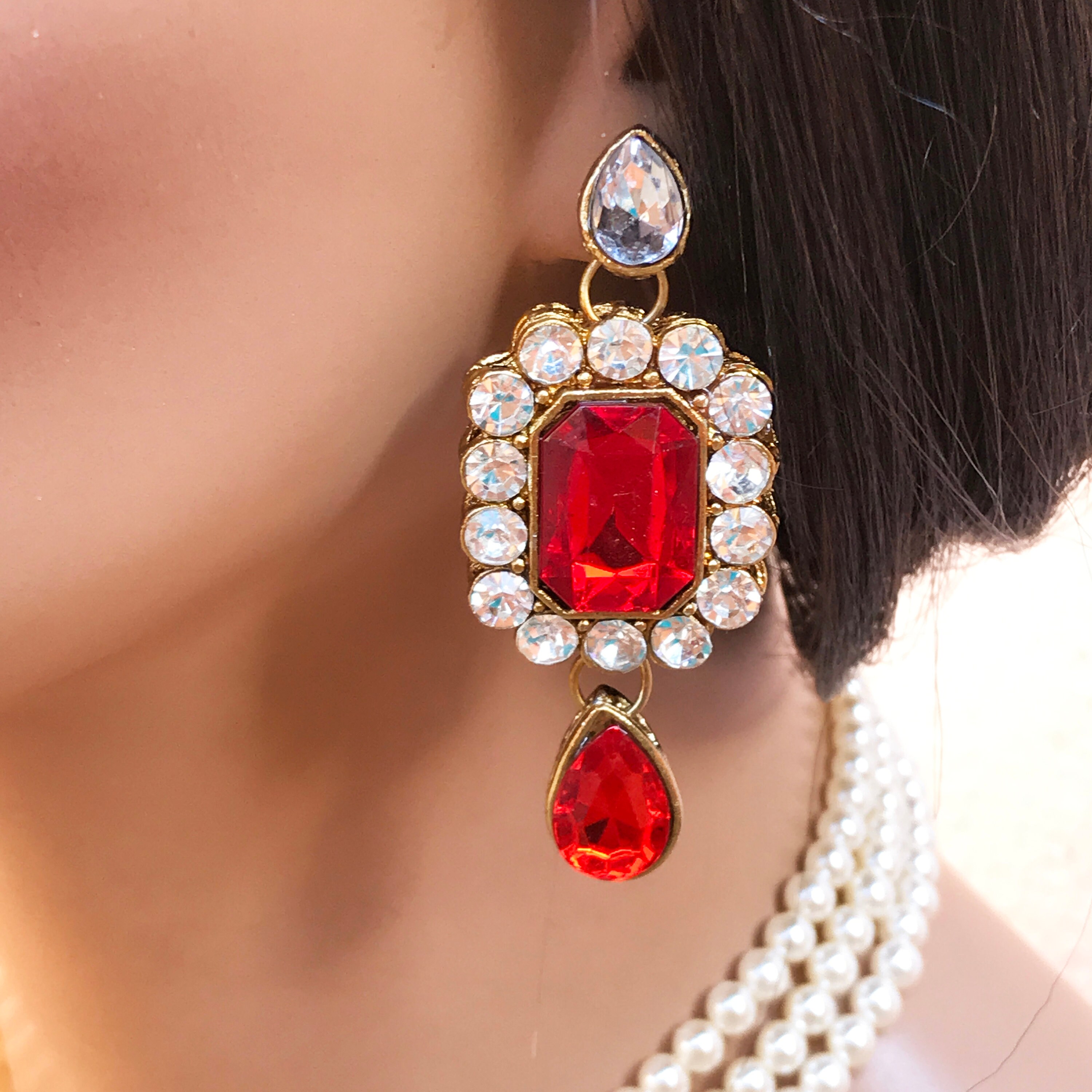 Indian Bridal Jewelry Set Red Ruby Bridal Choker Necklace | Etsy