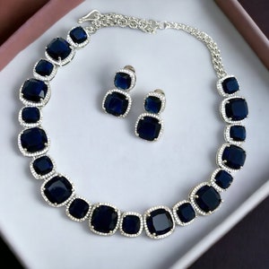 Luxury Teal Green Cubic Zircon Wedding Earrings Necklace Jewelry Set ...