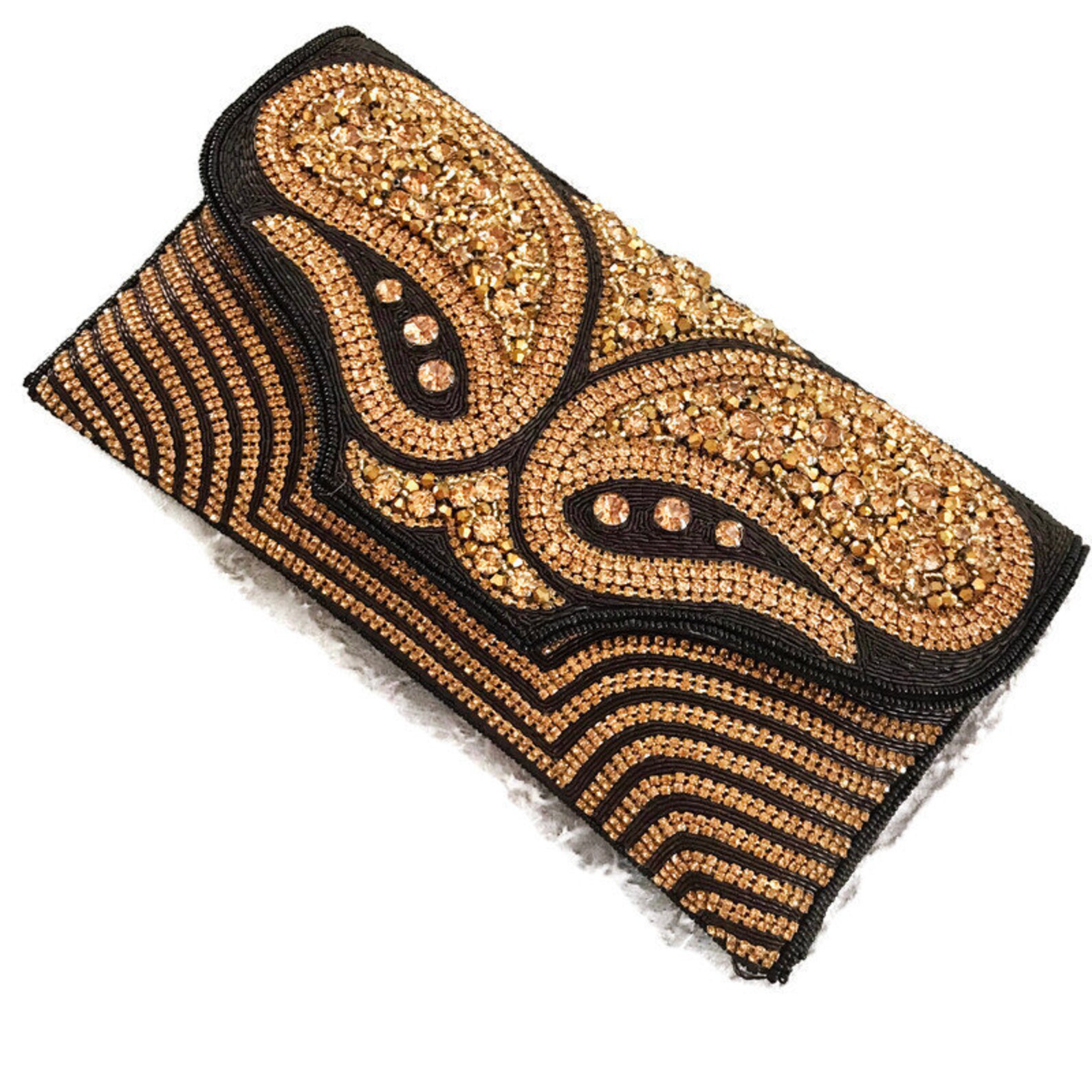 Indian Black Gold Beaded Clutch Prom Clutch Envelope Clutch - Etsy