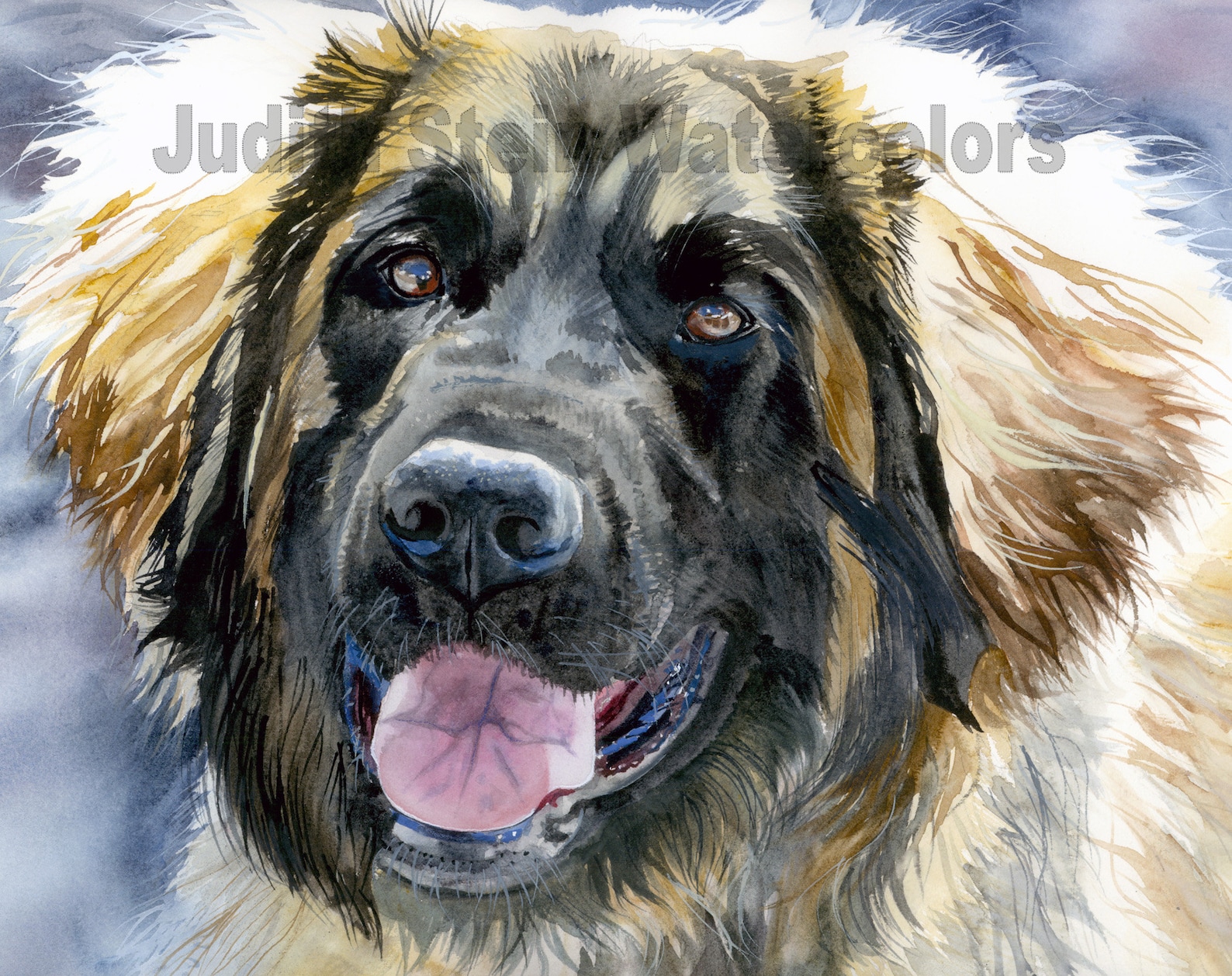 Leonberger, German, AKC Working, Pet Portrait Dog Art Watercolor ...