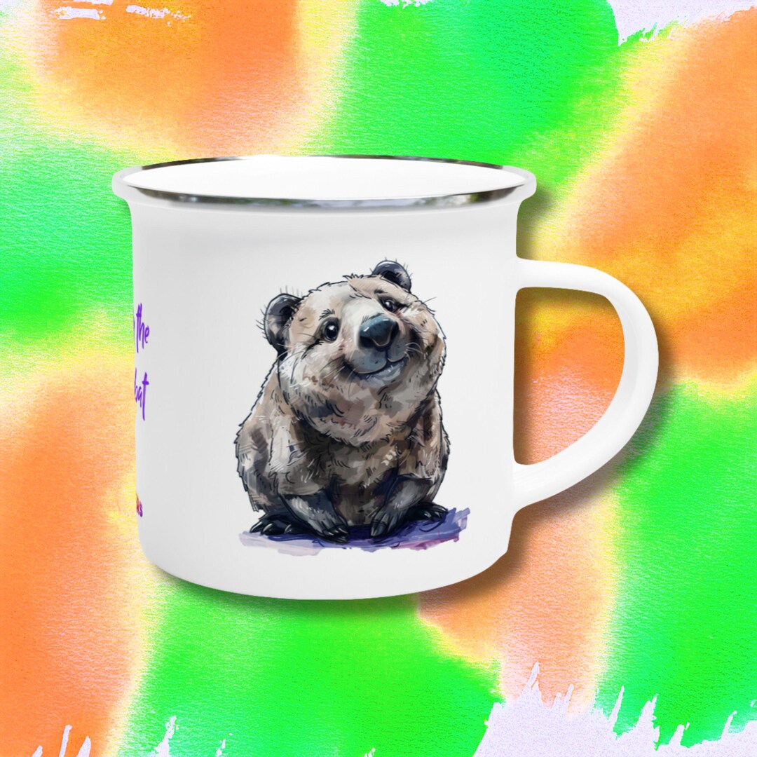 Wilbur the Wombat White 12oz Enamel Mug; Cute and Chunky Australian ...