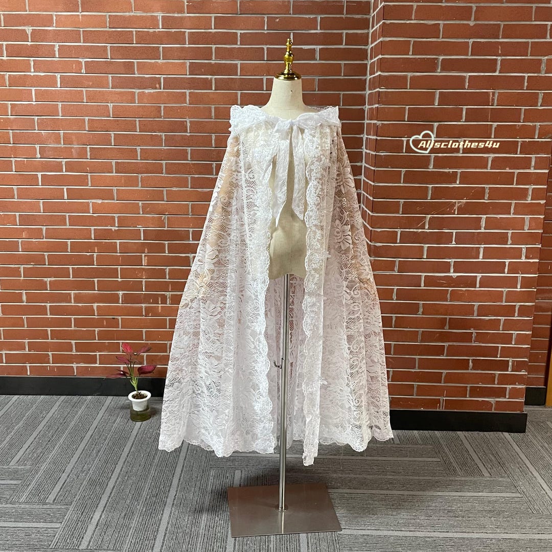 Floral White Lace Hooded Long Cape,gothic Custom Wedding/party Cloak ...