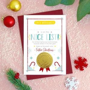 Nice List Certificate Card - Etsy