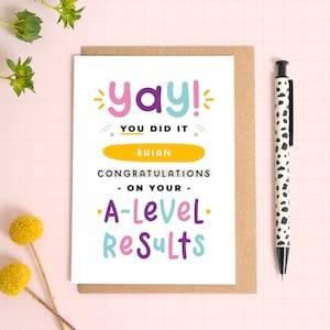 Personalised A-level Exam Results Card - Exam Congratulations - A-level ...