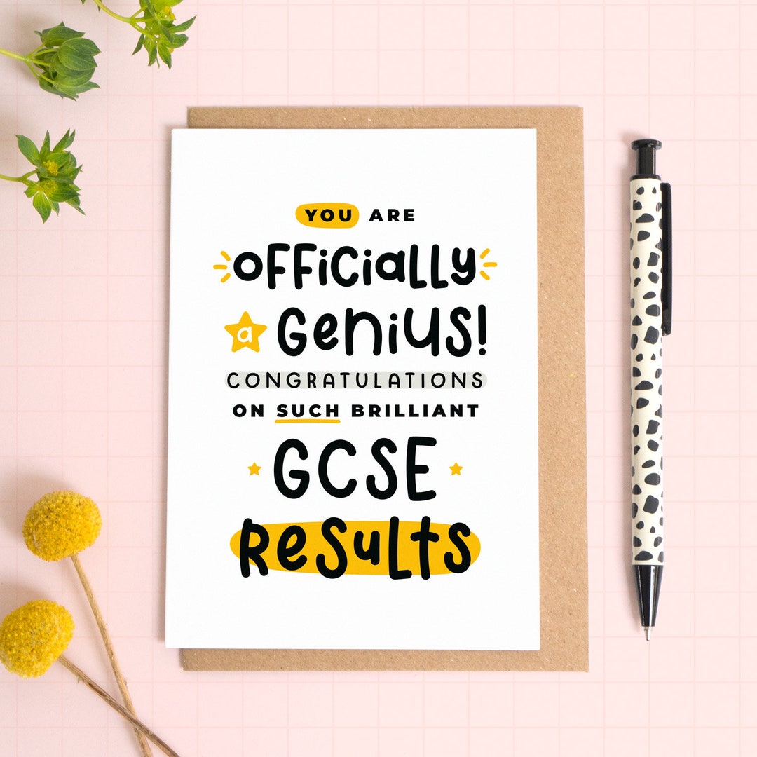 GCSE Exam Results Card - Exam Congratulations - You Are a Genius - Etsy