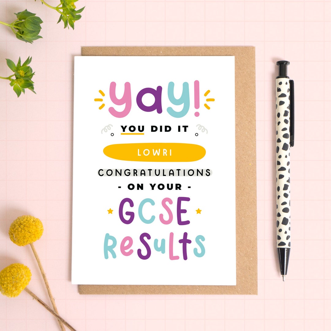 Personalised GCSE Exam Results Card - Exam Congratulations - GCSE Son ...