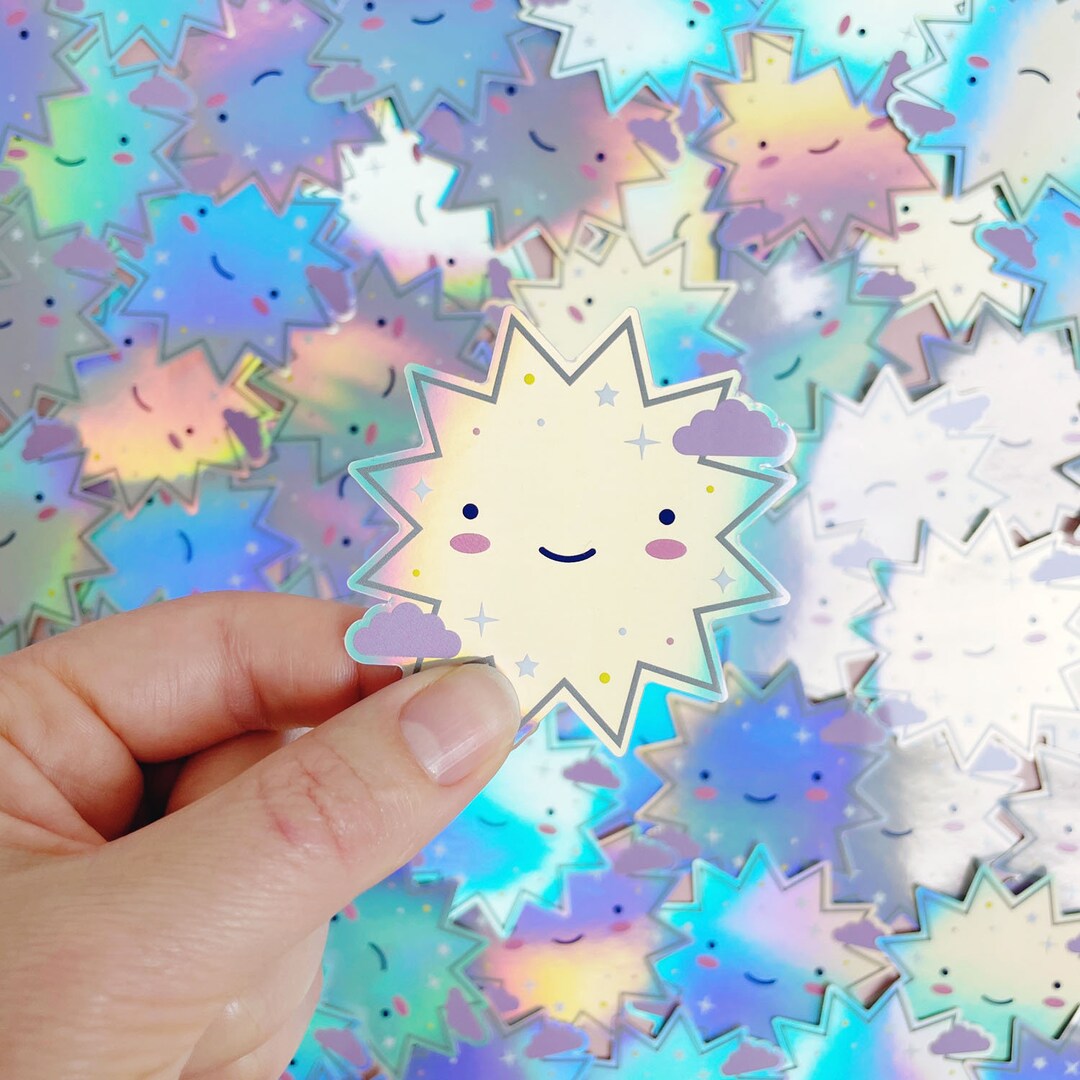Holographic Starburst Sticker - Star Vinyl Sticker - Rainbow Effect ...