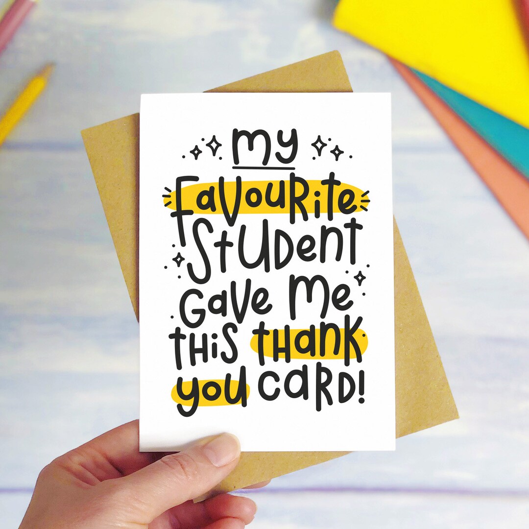 Favourite Student Thank You Teacher Card - Etsy