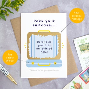 Personalised Suitcase Holiday Reveal Scratch Card - Etsy