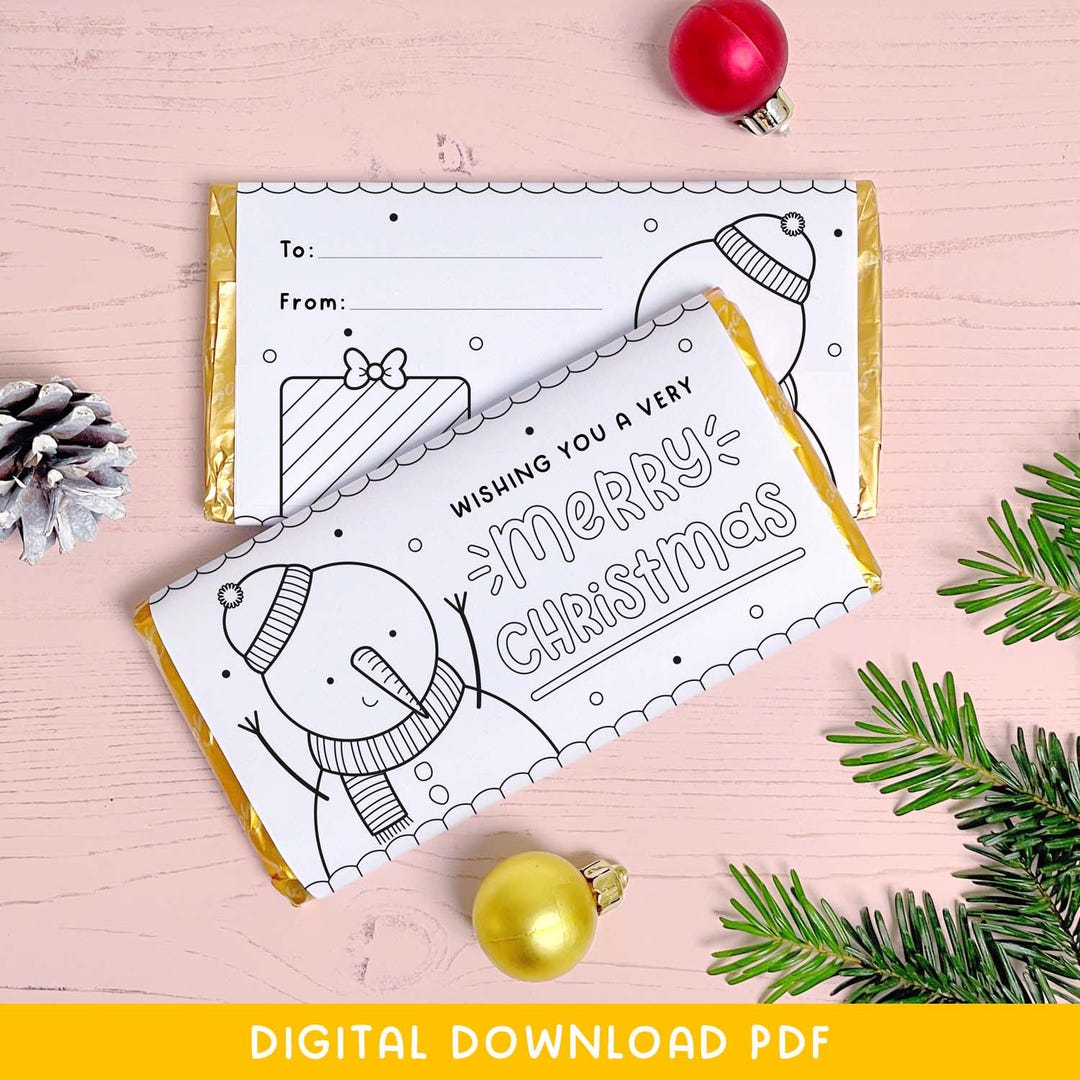 Christmas Colouring Chocolate Bar Wrapper - Snowman Template ...