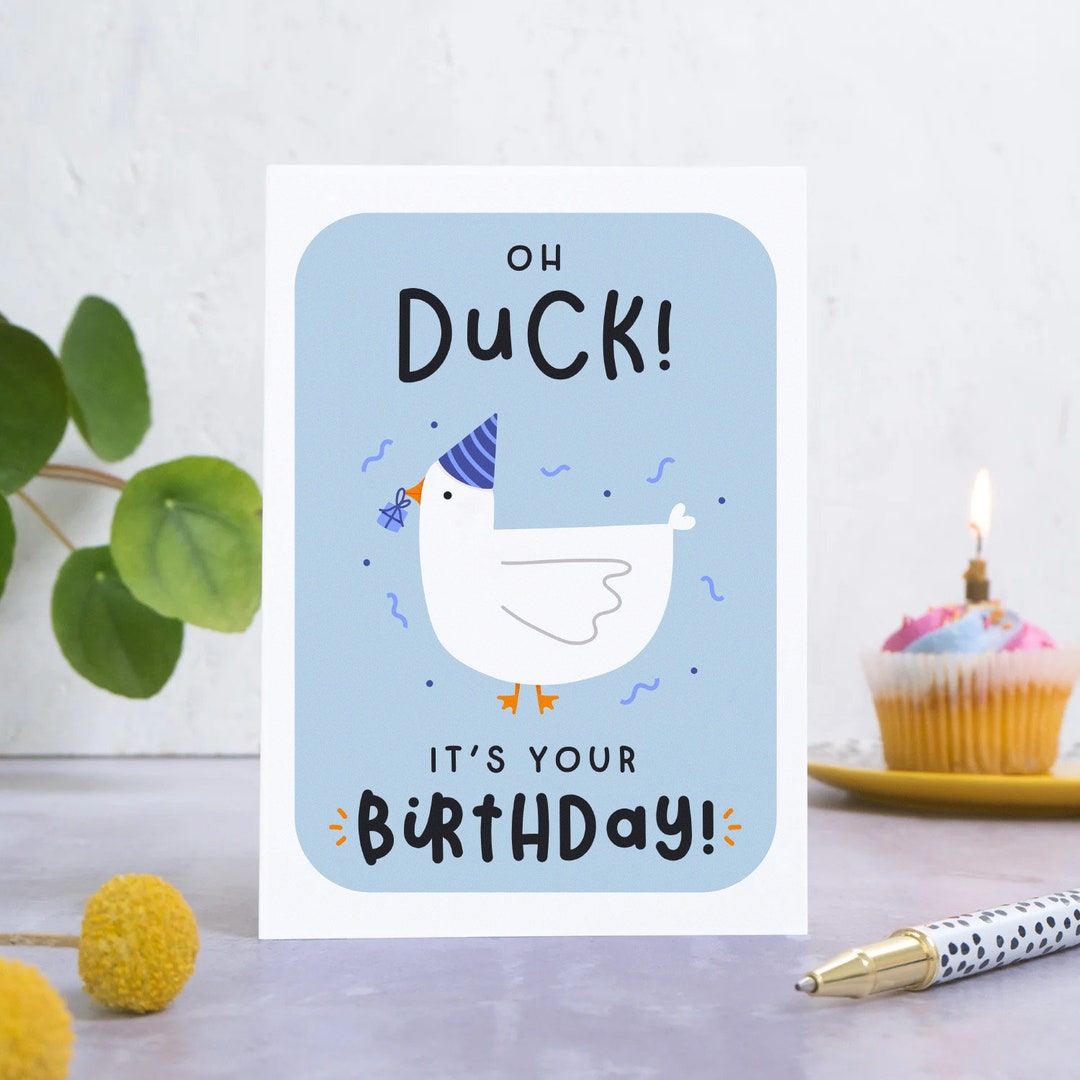 Oh Duck Happy Birthday Card - Pun Birthday Card - Etsy