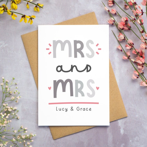 Mrs and Mrs Personalised Wedding Congratulations Card | Etsy UK