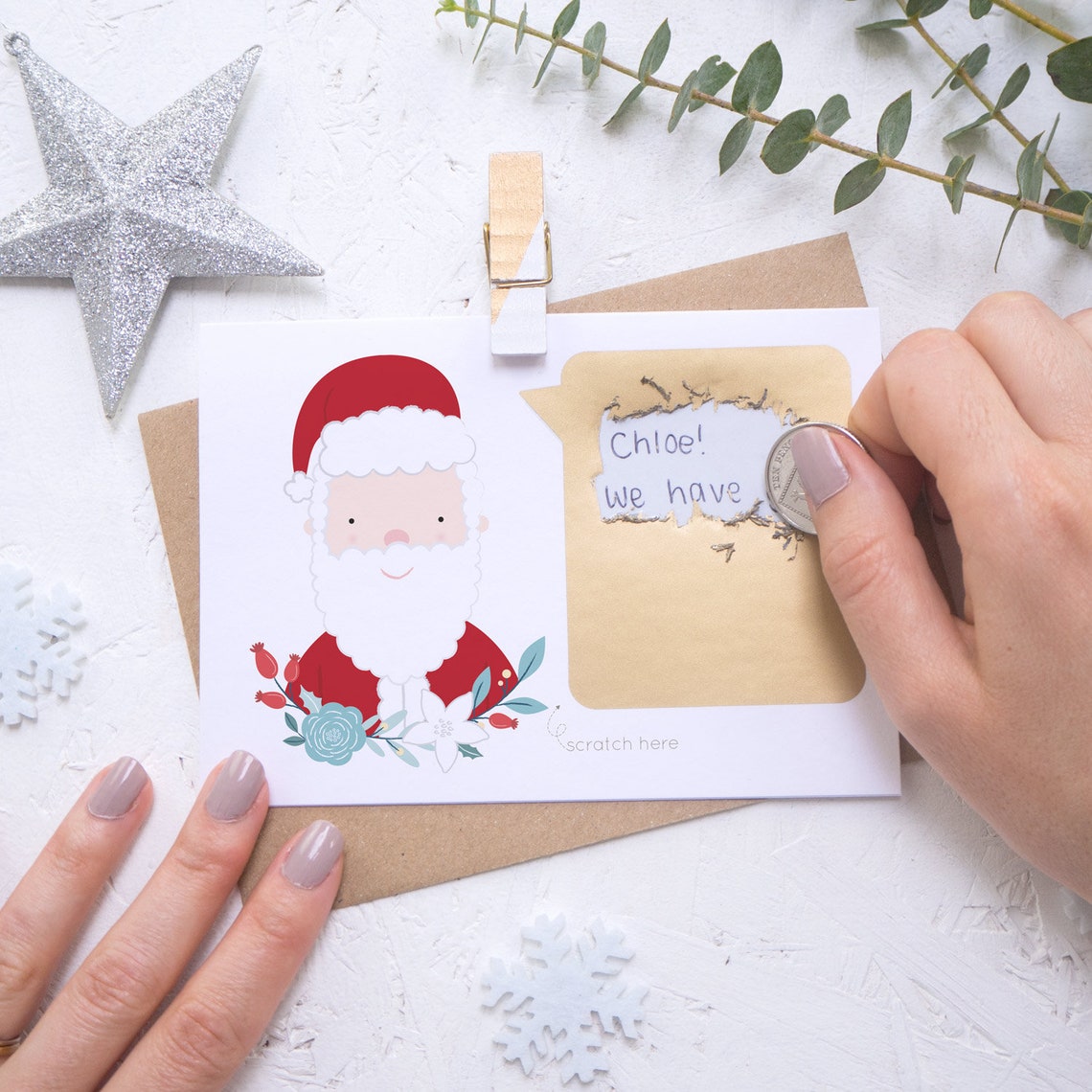 Christmas Santa personalised Scratch Card | Etsy