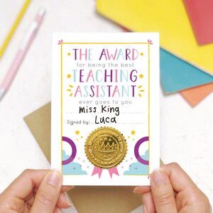 Best Teaching Assistant Certificate Card - Etsy