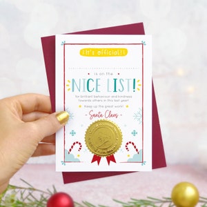 Nice List Certificate Card - Etsy