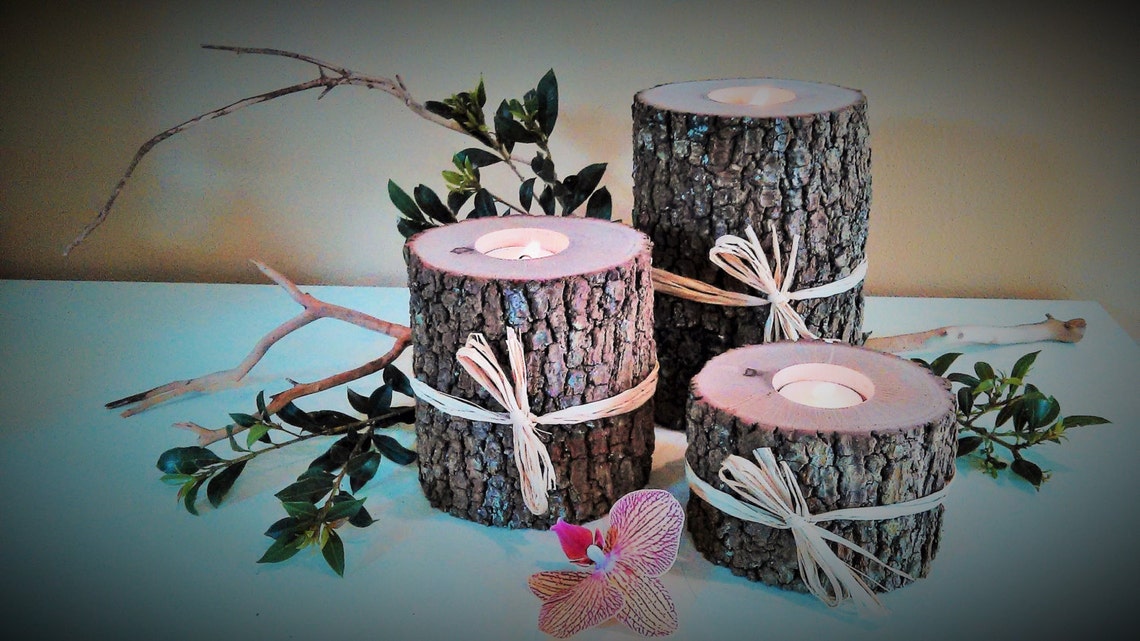 3 Tree Branch Candles Tree Log Candles Oak Tree Candles | Etsy