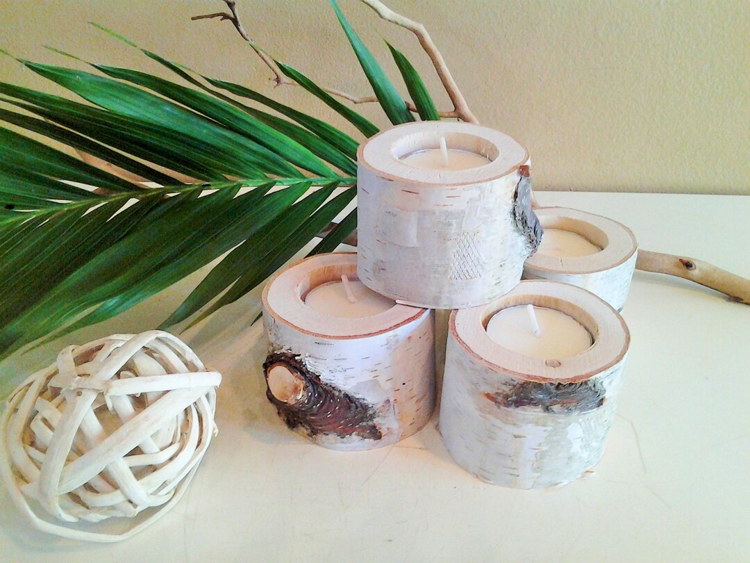 Small Birch Tree Branch Candles - White Birch Candle Set - Rustic ...