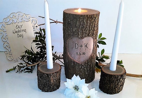 Oak Unity Set Candles - Birch Unity Set Candles - Anniversary Candle ...