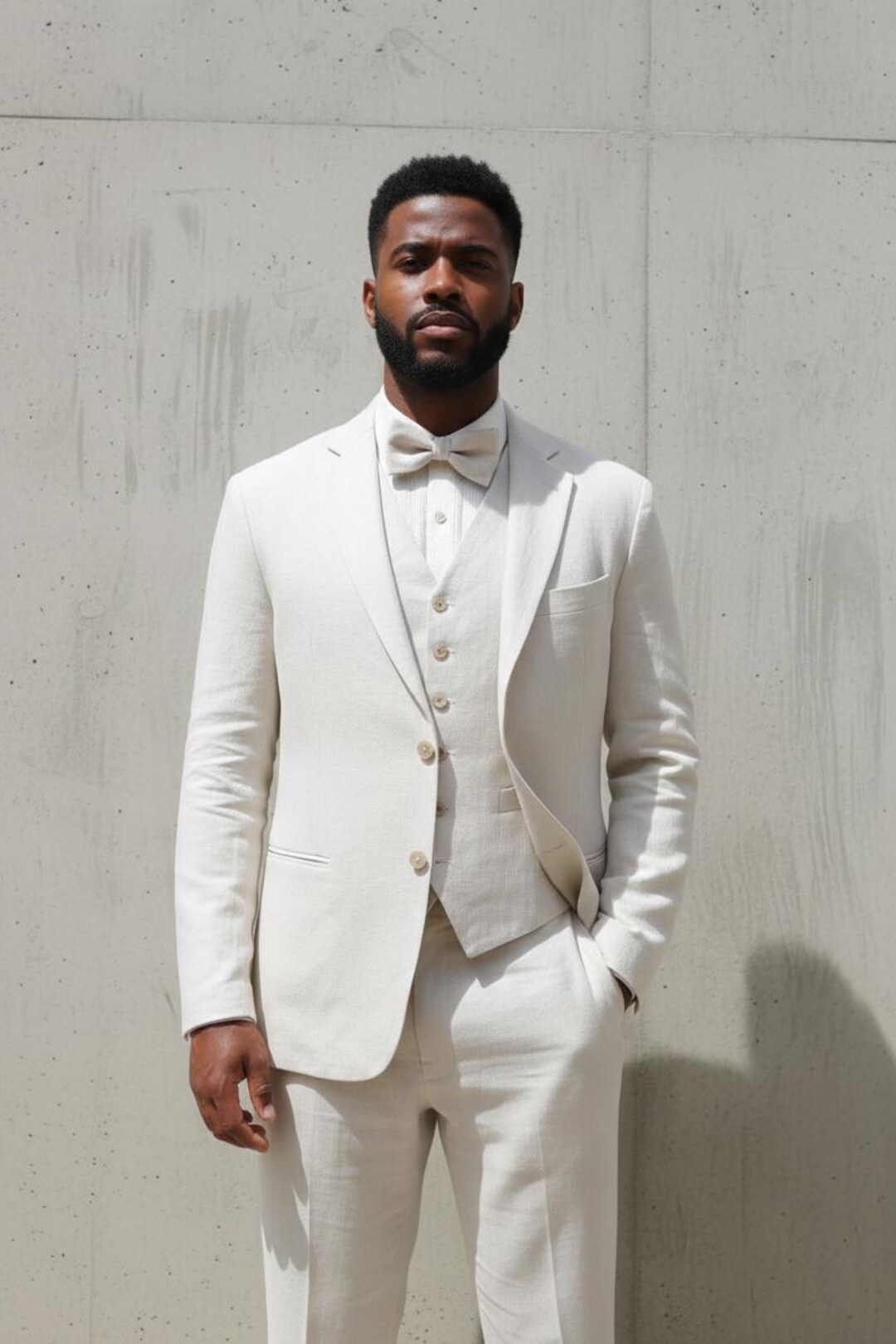 Men Rustic Linen Wedding Suit: Handmade 3-piece Boho Beach Suit - Etsy