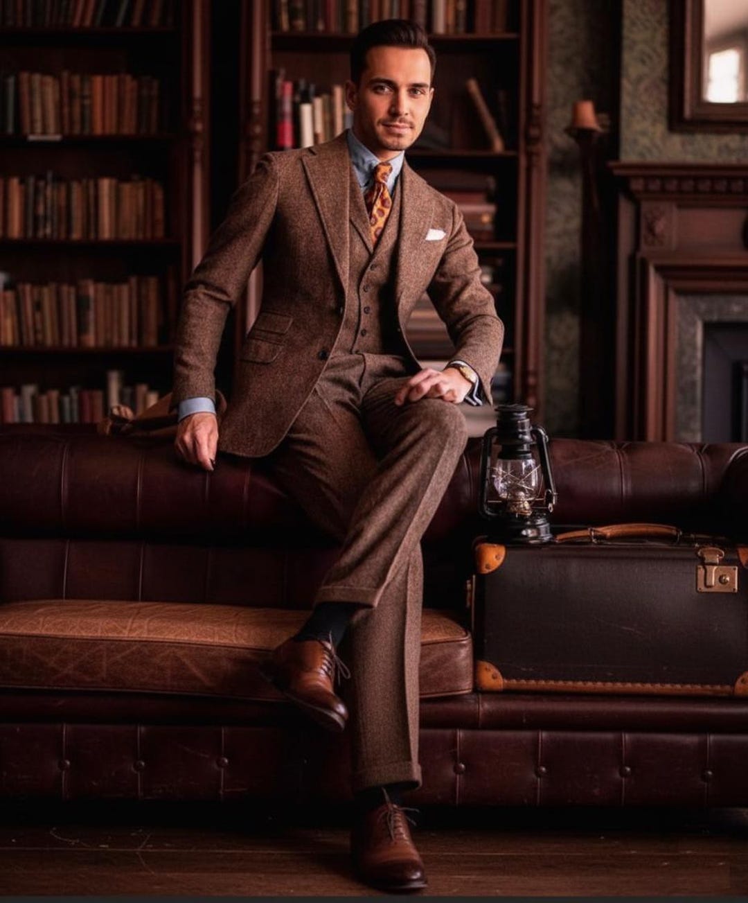 Brown Tweed Wool Suit for Men Three Piece Groom/groomsmen Attire - Etsy