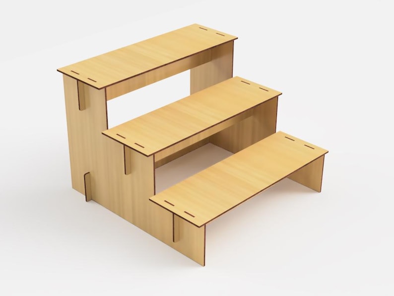 Laser Cut Three-level Trading Shelf - Market Portable Display Stand ...