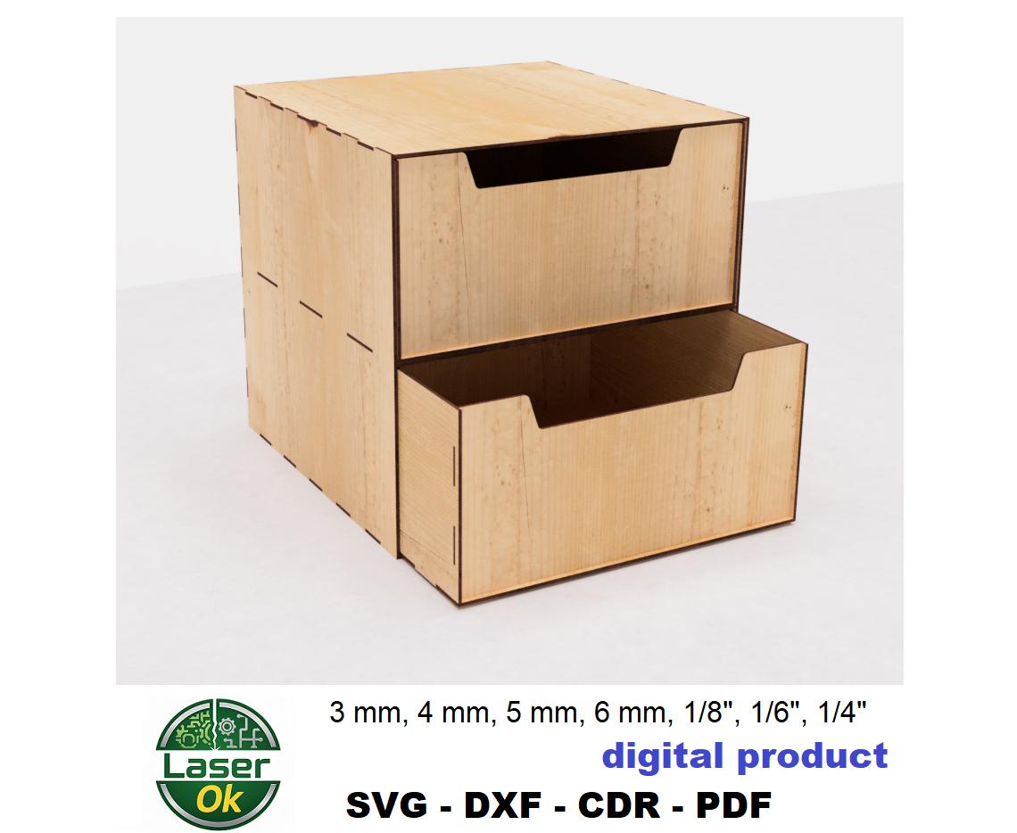 Laser Cut File Box With 2 Drawers, Storage Chest, Digital Download - Etsy