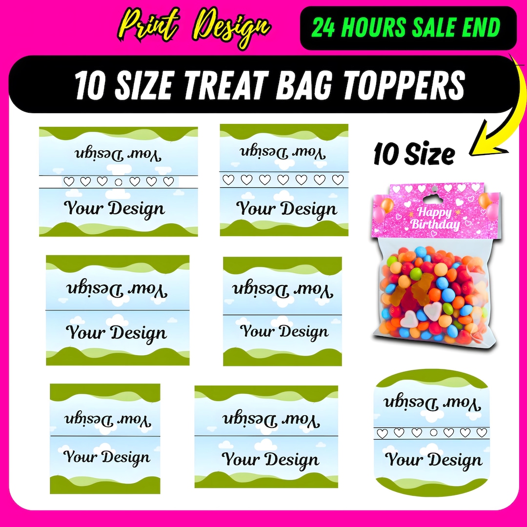 Editable Treat Bag Toppers Template Bundles – Customizable Party Topper ...