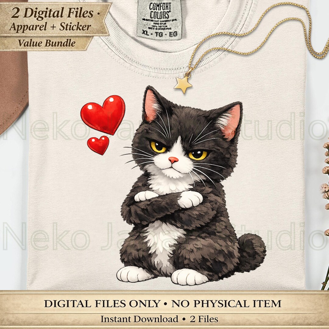 Anti Valentine Cat PNG, Funny Tuxedo Cat Sublimation, Moody Love Hater ...