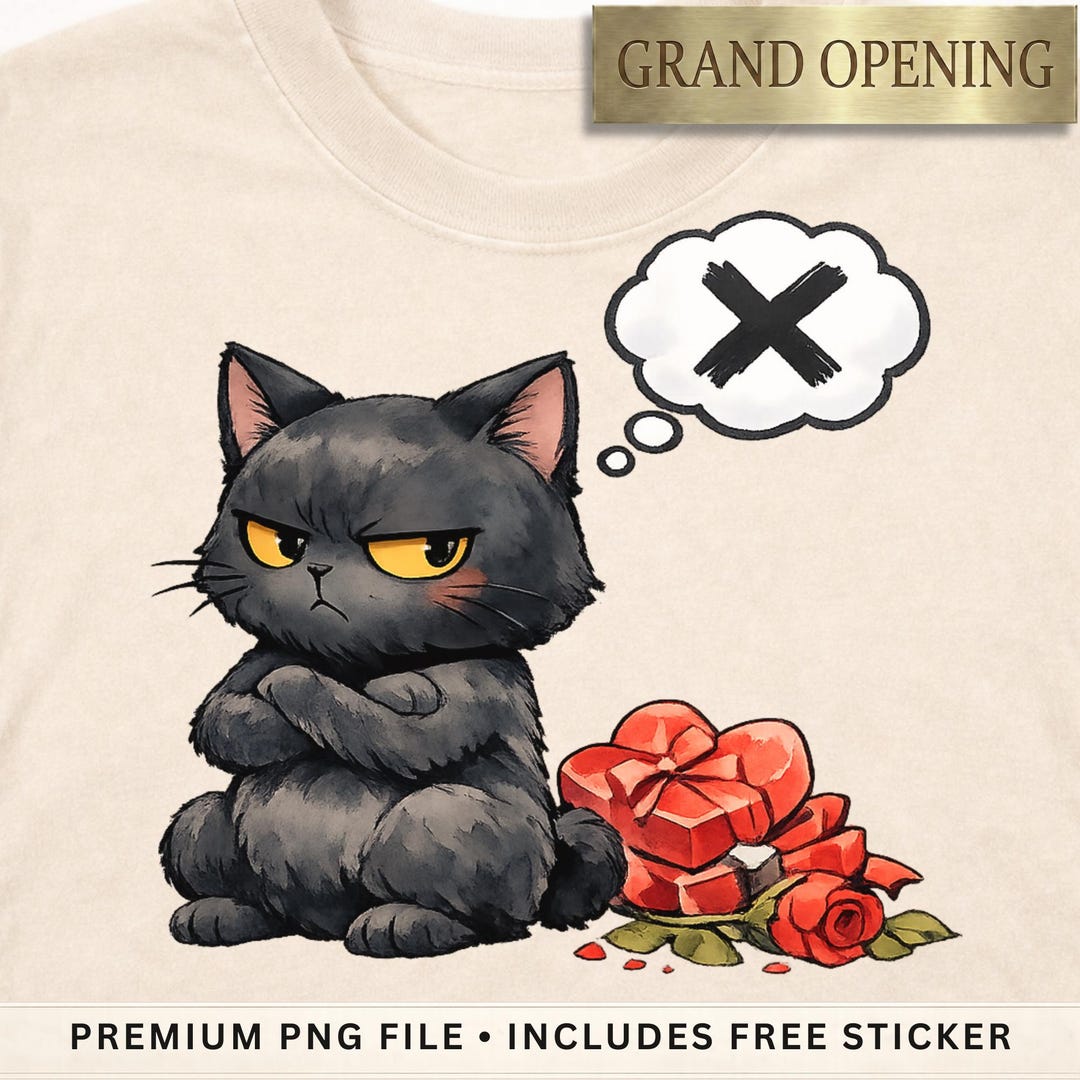 Anti Valentine Cat Png, Grumpy Black Cat Meme Clipart, Funny Valentine ...
