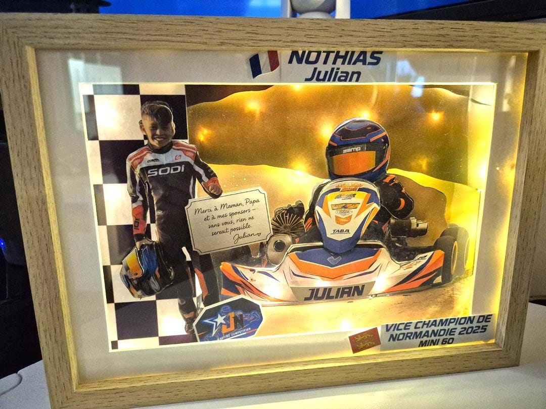 Personalized 3D Karting Frame With Leds – Kart Driver Portrait, Unique ...