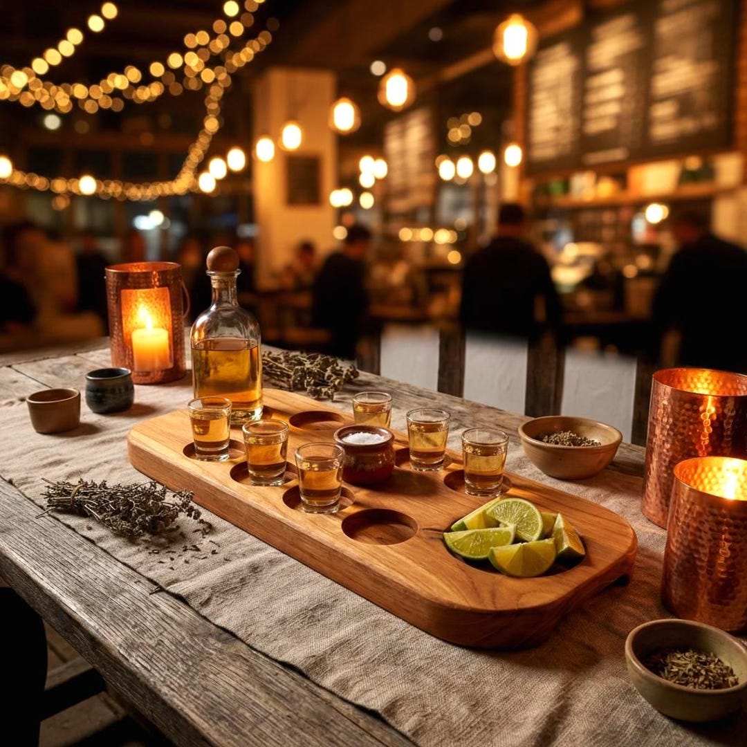 Custom Walnut Tequila Flight Board, Shot Glass Serving Tray - Etsy
