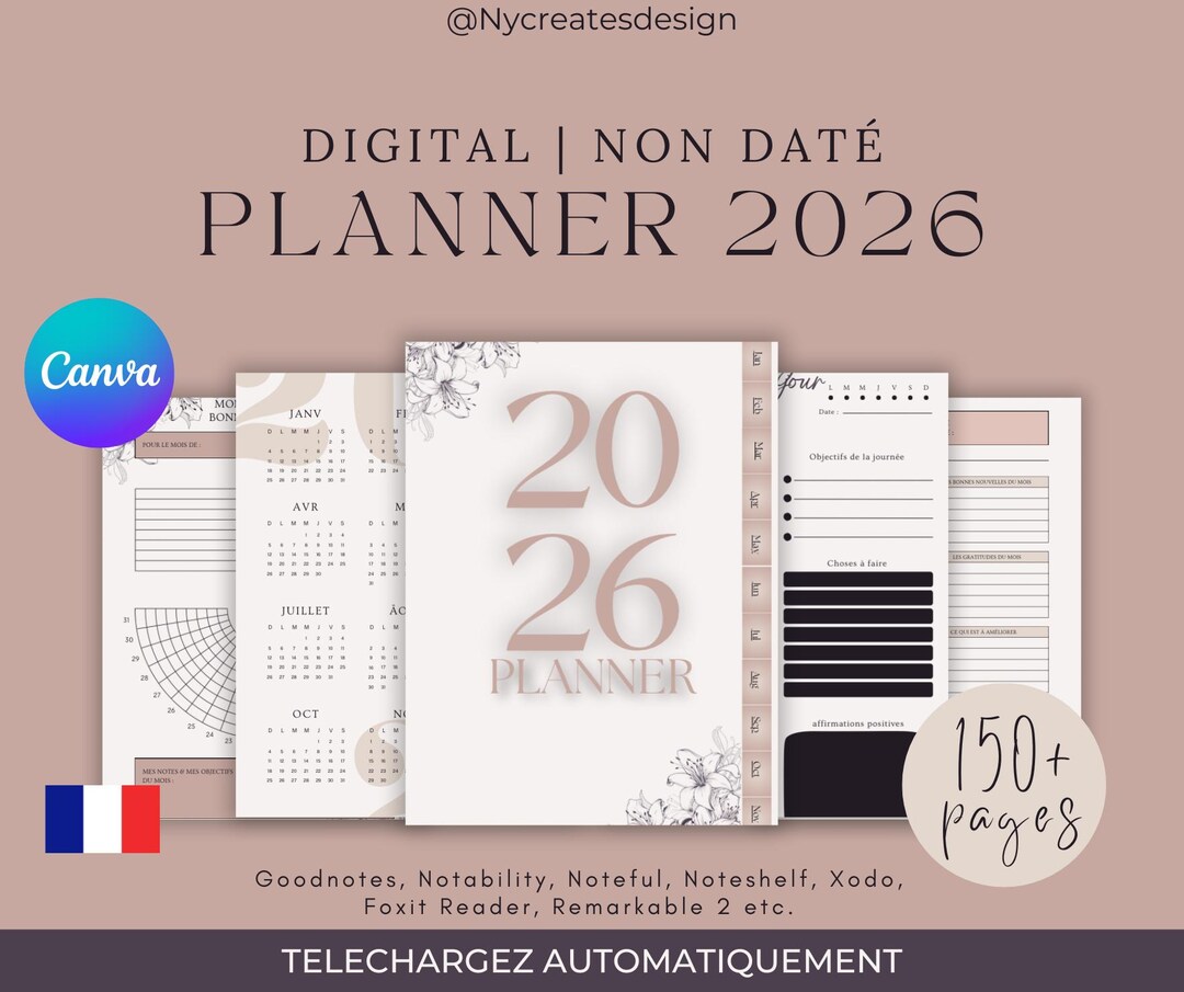 2026 Planner (french) - Minimalist Digital Planner, Notion Style, iPad ...