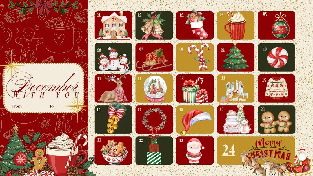 Digital Advent Calendar • Editable Canva Template • Interactive Advent ...