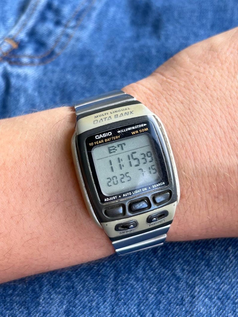 Vintage Casio Databank Alarm Calculator Watch Digital 1990s Data Bank ...