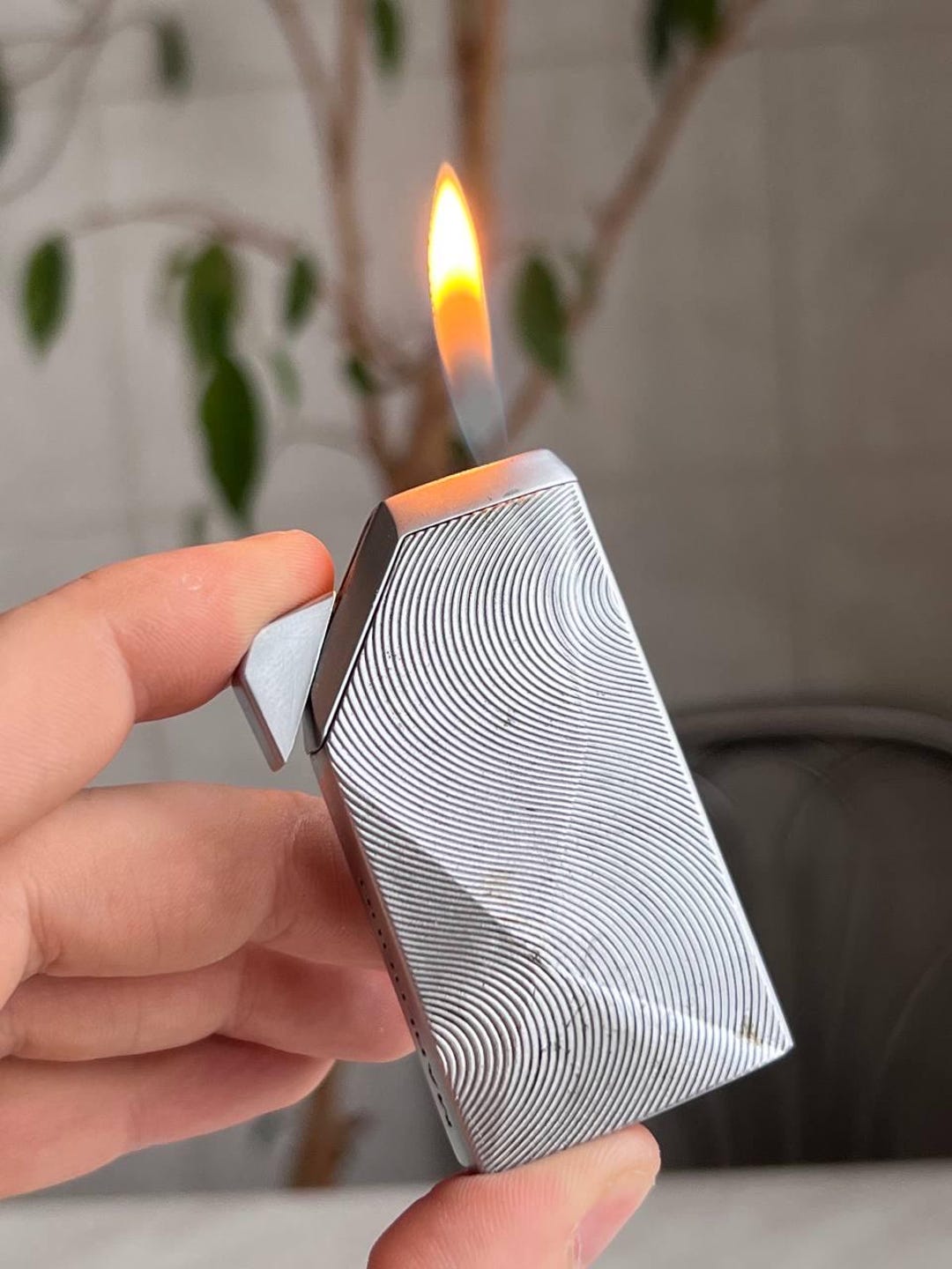 90s Vintage MARLBORO METAL Lighter Geometric Steel Y2K Dark Grey Rare ...