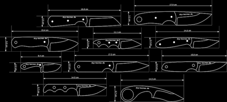 10 Knife Templates Neck Knife II Knifemaker Stencils Vector Graphics ...