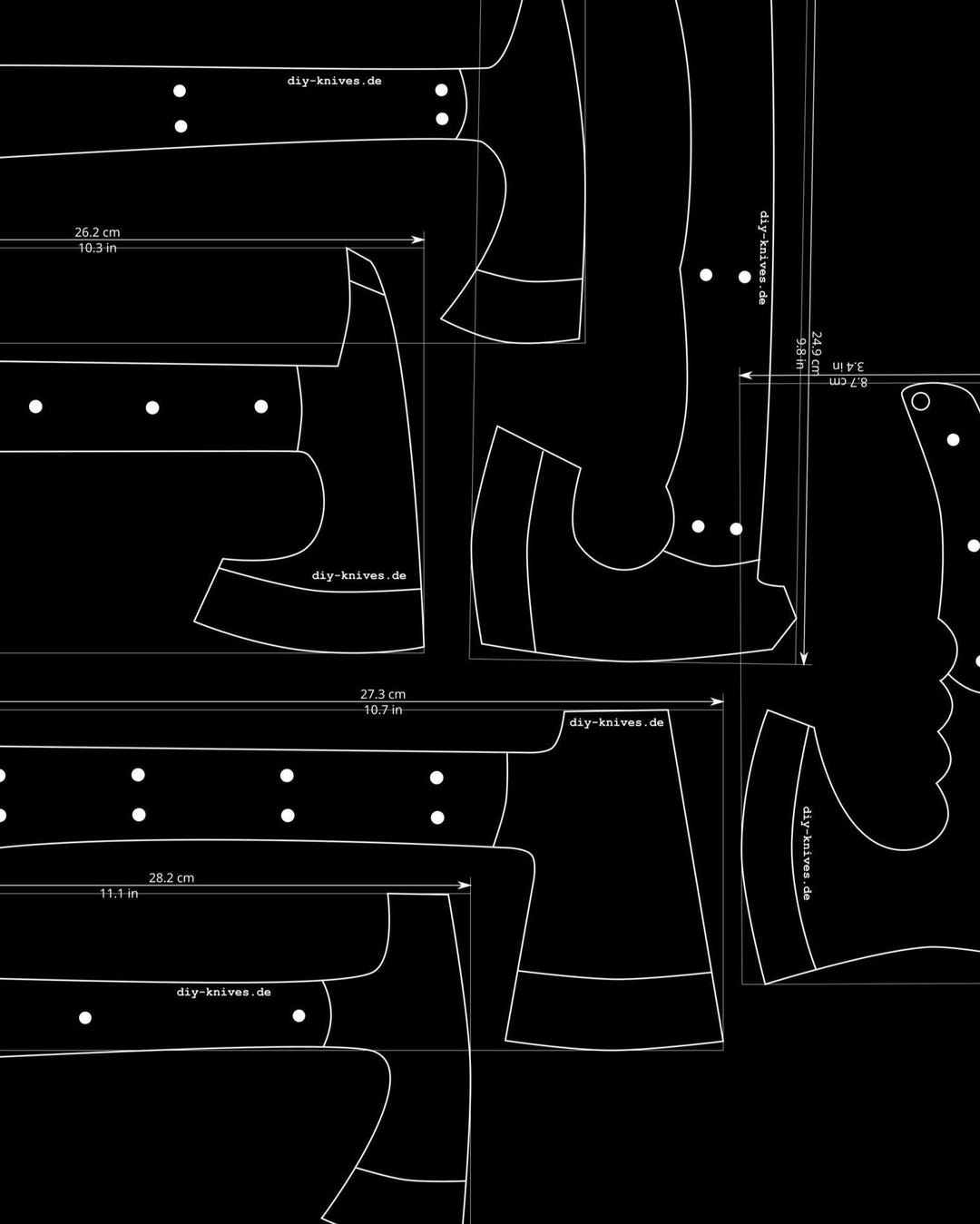 6 Axe/hatchet Templates Knifemaker Stencils Vector Graphics PDF & DXF ...