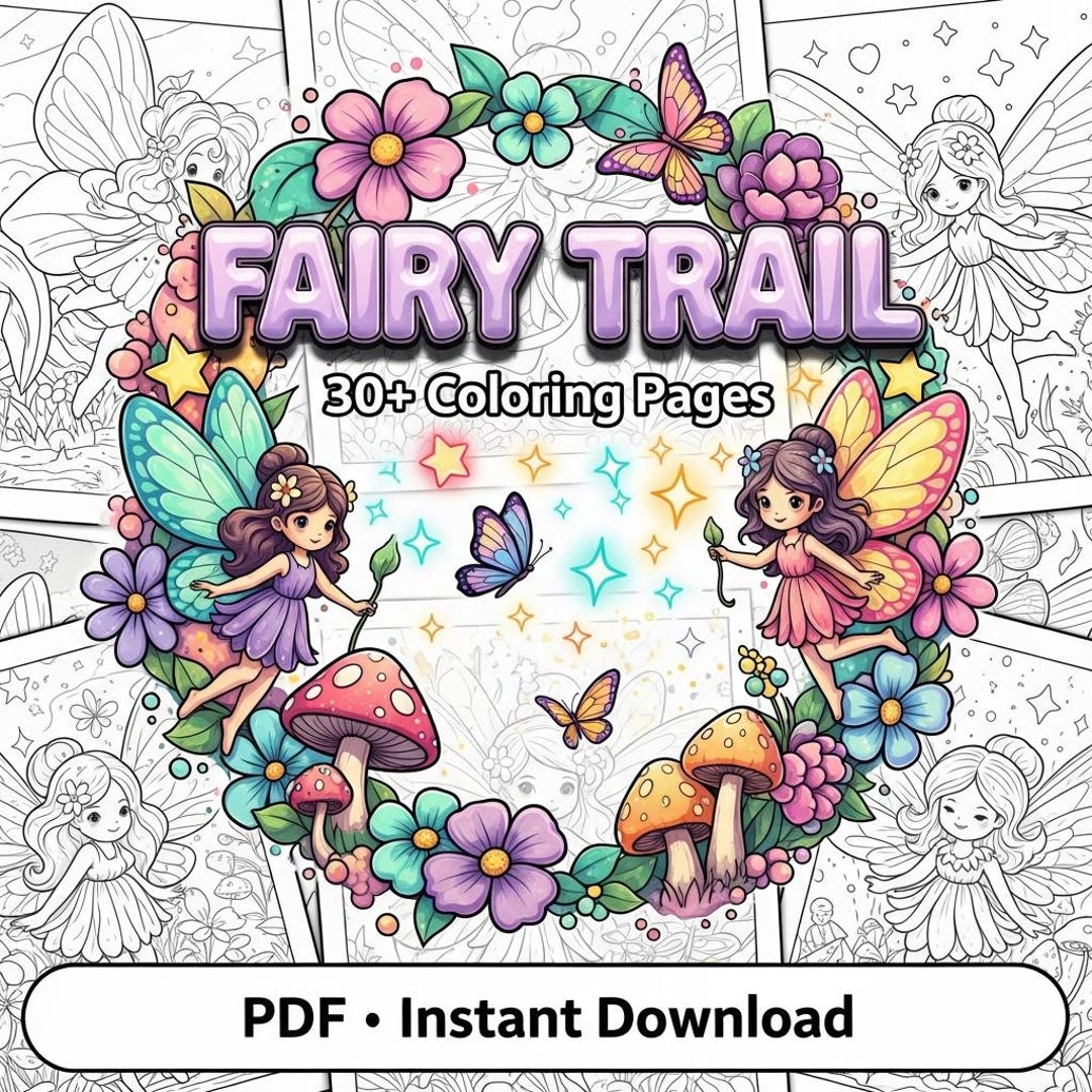 Fairy Trails : Printable Coloring Pages Bundle for Kids – Coloring ...