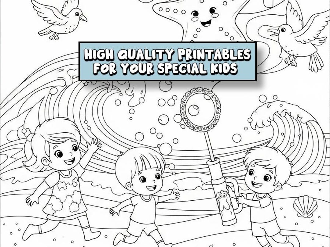 Sunny Day at Beach : Coloring Pages for Kids, Printable Games ...