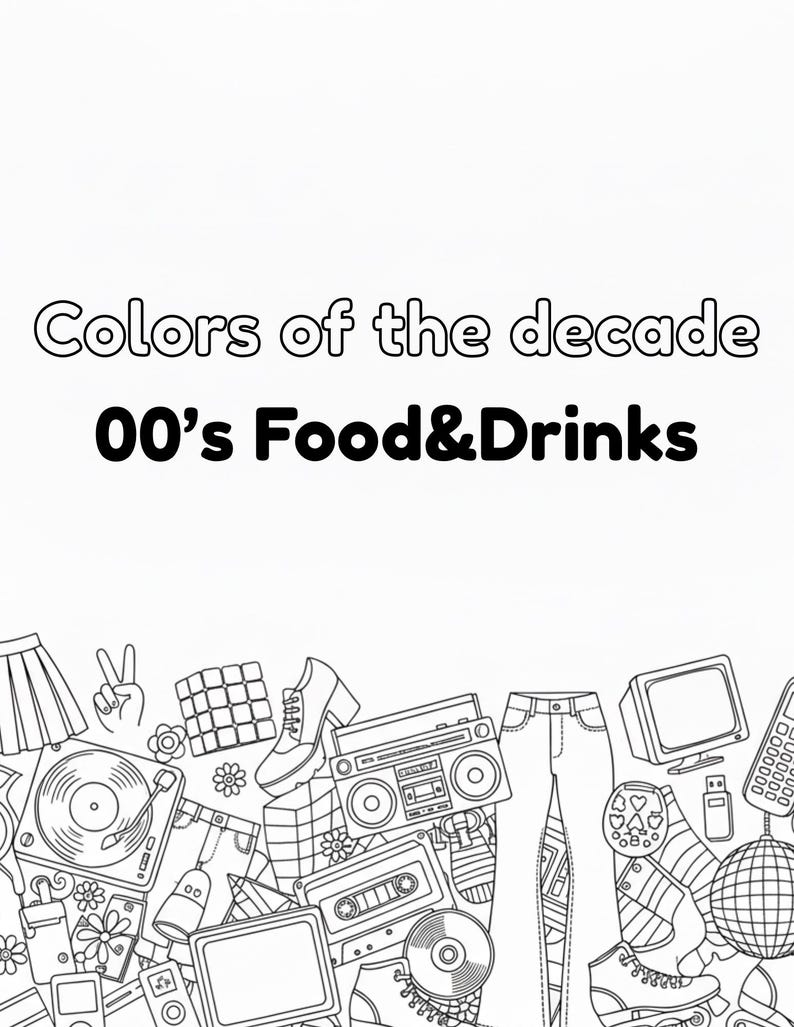 2000s Food and Drinks Printable Coloring Pages, Y2K Food Nostalgia ...