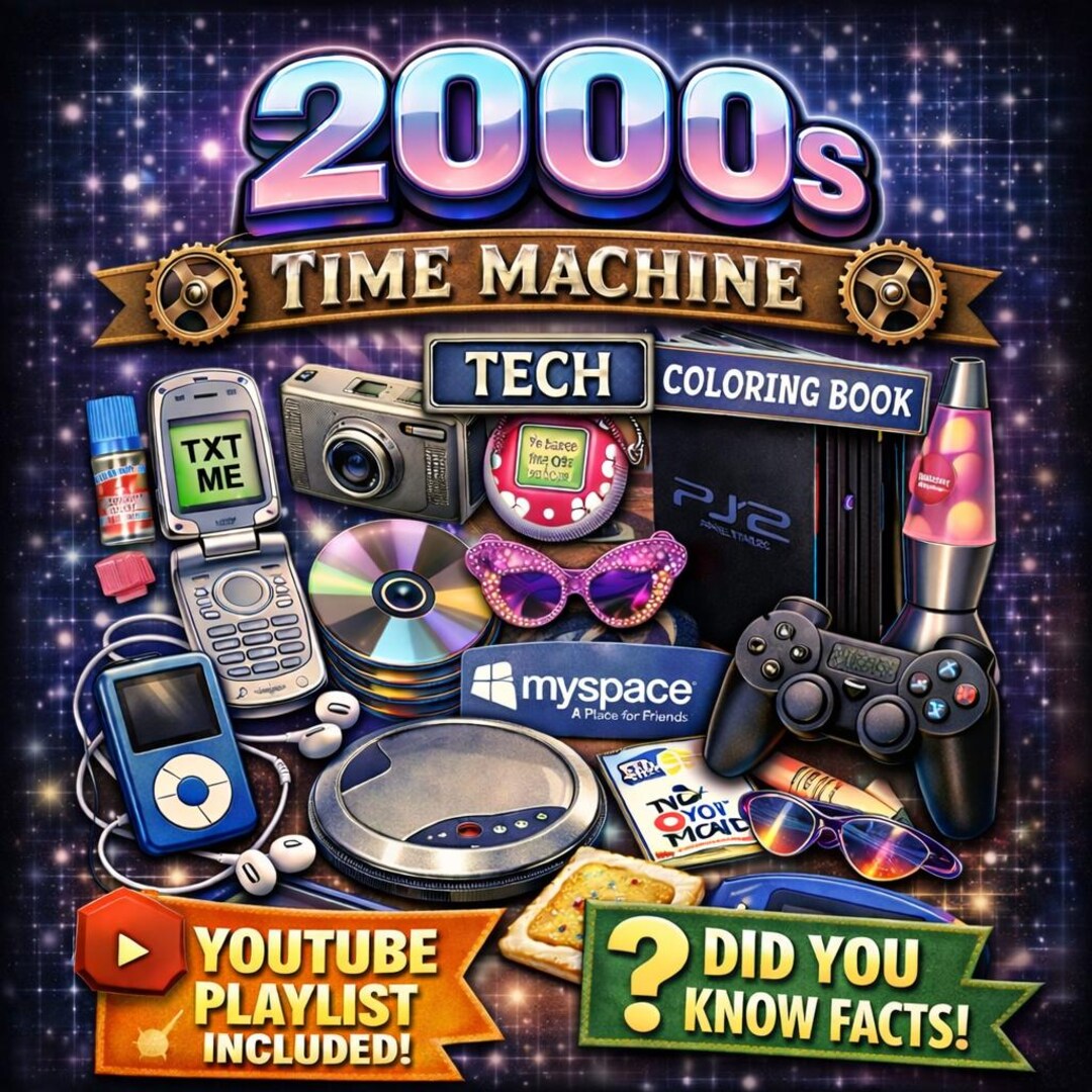 2000s Technology Coloring Pages Printable, Y2K Tech Nostalgia Coloring ...